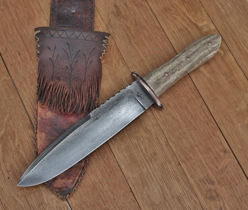 8 inch Fighter, elk and rawhide – C Thomas Knives