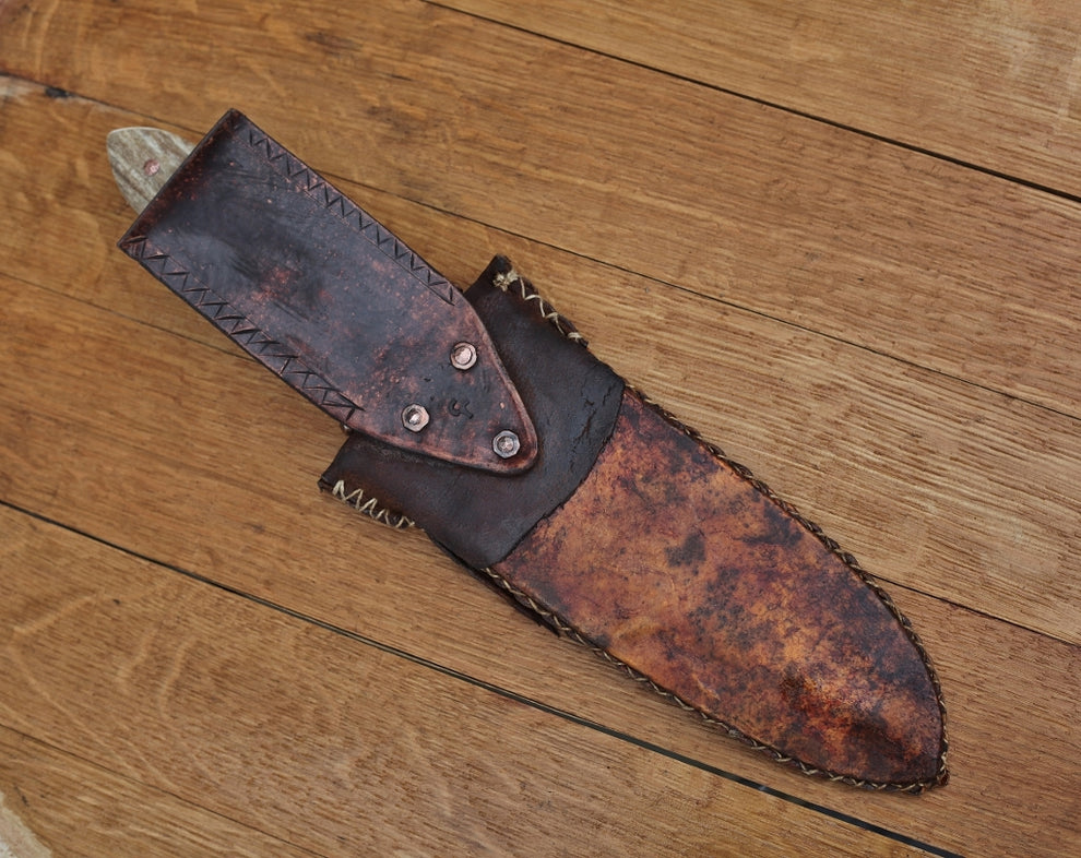 8 inch Fighter, elk and rawhide – C Thomas Knives