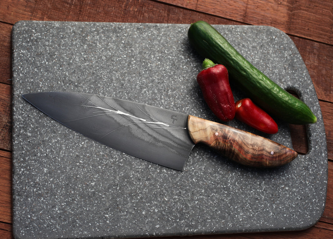 7.5 Custom Chefs knife - fancy box elder – C Thomas Knives