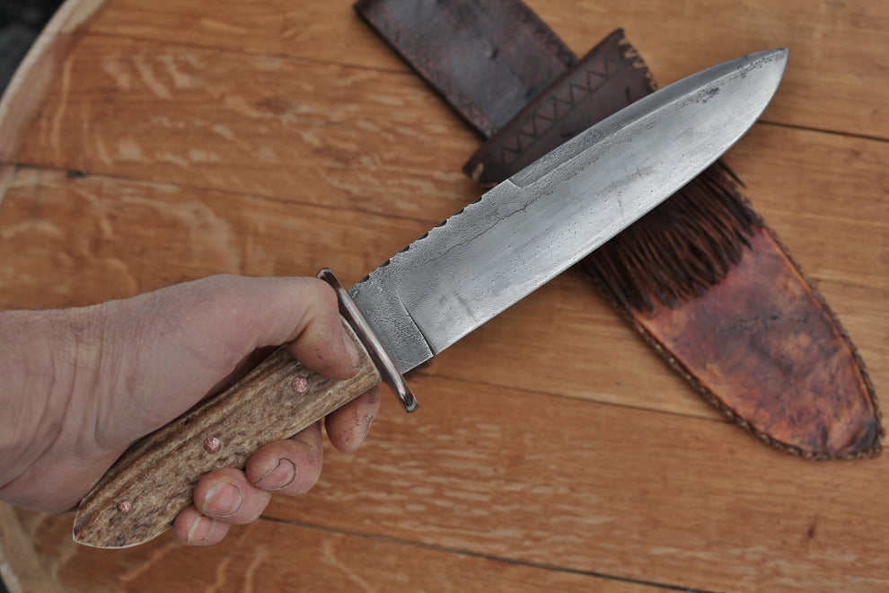 8 inch Fighter, elk and rawhide – C Thomas Knives