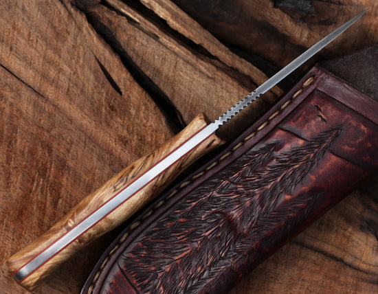 Woodlore clone, Bushcraft knife, spalted birch – C Thomas Knives