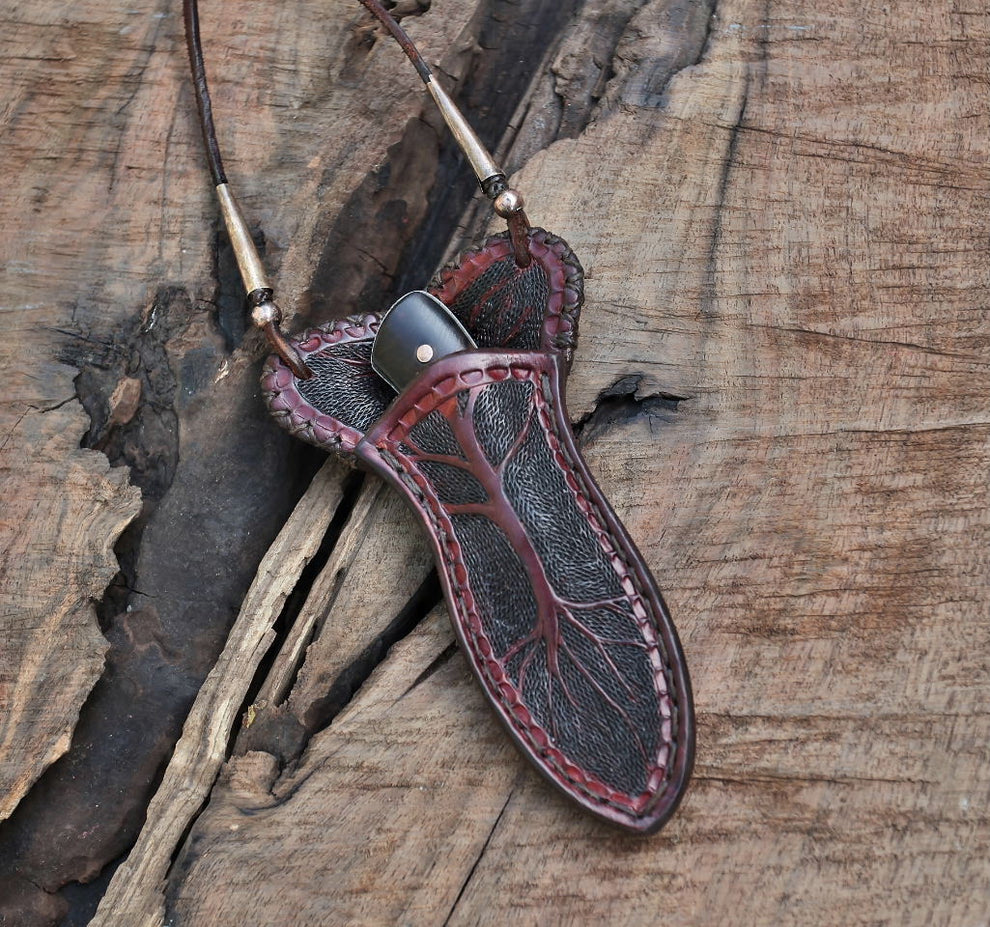 Cable neck knife (oil drill rig) , ironwood – C Thomas Knives