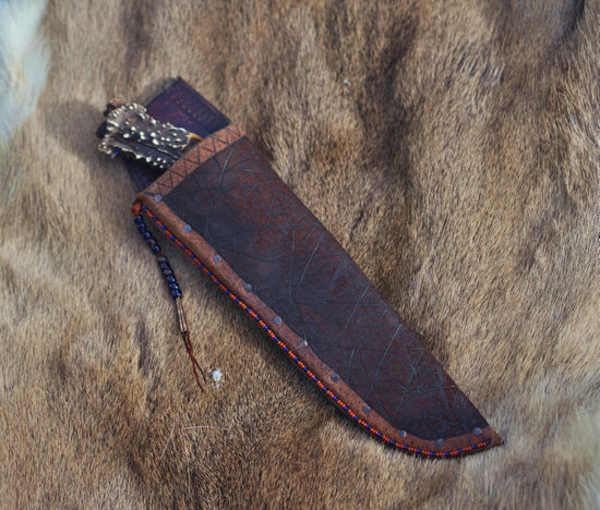 Mountain Man camp knife, carved antler – C Thomas Knives